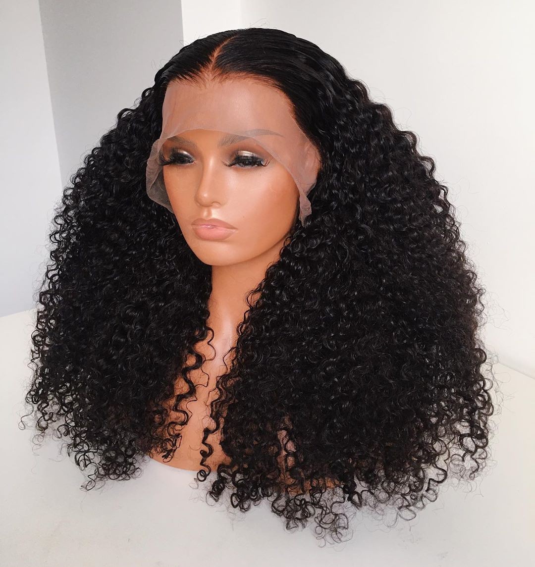 250 Density Brazilian Curly Lace Front Human Hair Wigs Pre Plucked
